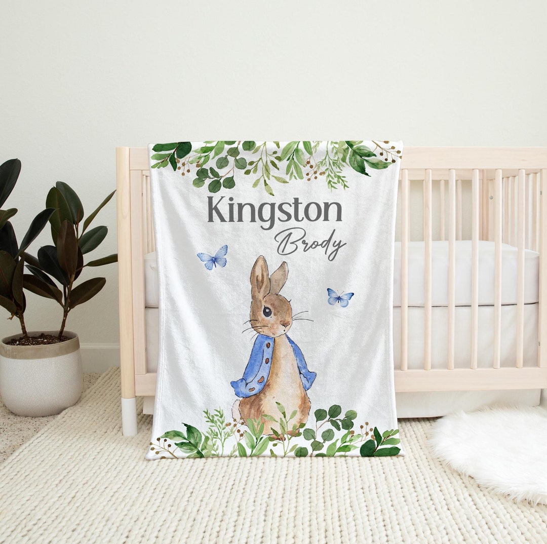 Baby Boy Peter Rabbit Name Blanket, Personalized Baby Blanket, Bunny ...