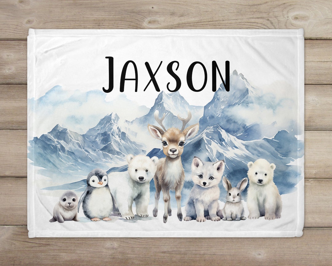 Baby Boy Arctic Animals Name Blanket, Personalized Baby Blanket, Custom ...