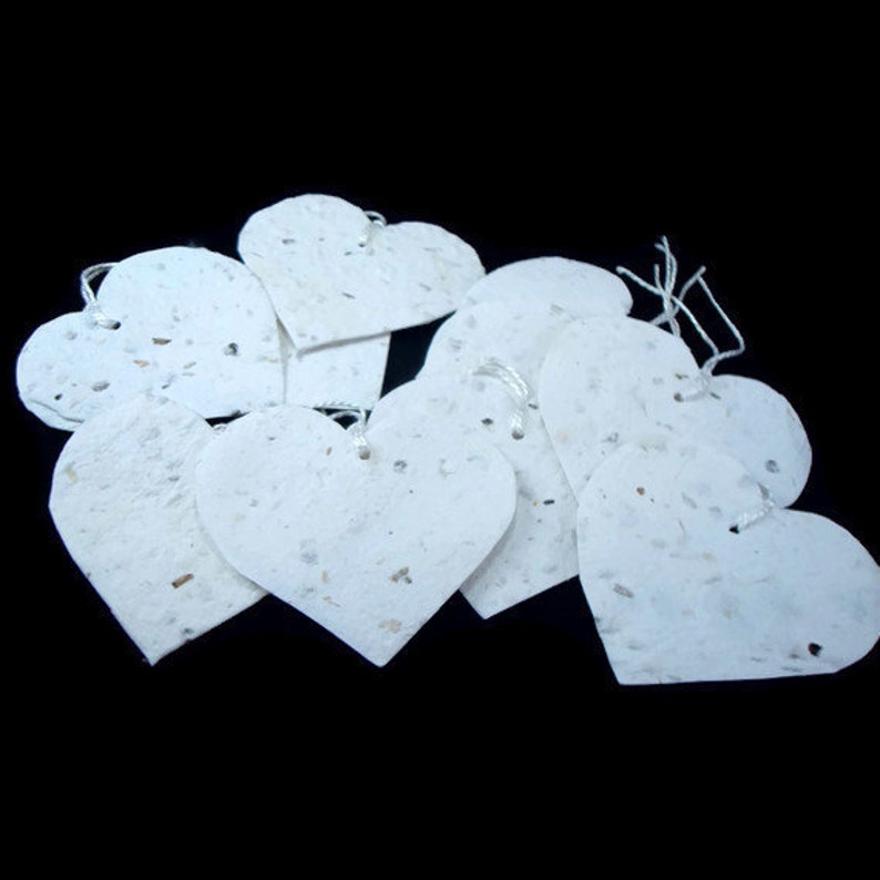 White Seed Paper Heart Tags/favors - 50 Count - Etsy
