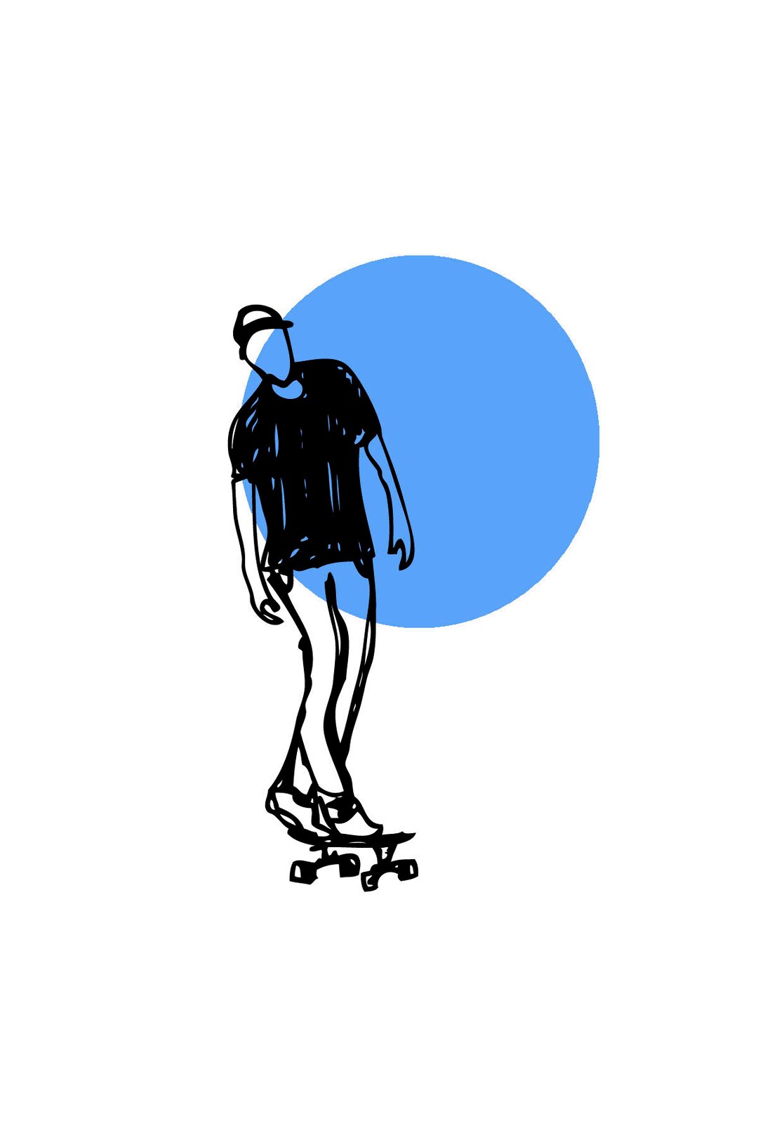 Skater Boy: Blue Print, so Cal Print, Pop of Color Print, Illustrated ...