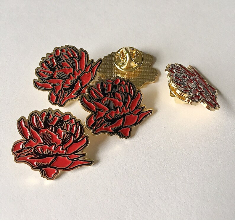 Rose Enamel Pin, Portland Rose Pin - Etsy