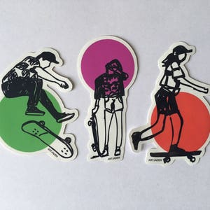Skater Collection, 3 Skater Stickers, Skateboarder Stickers, Vinyl ...