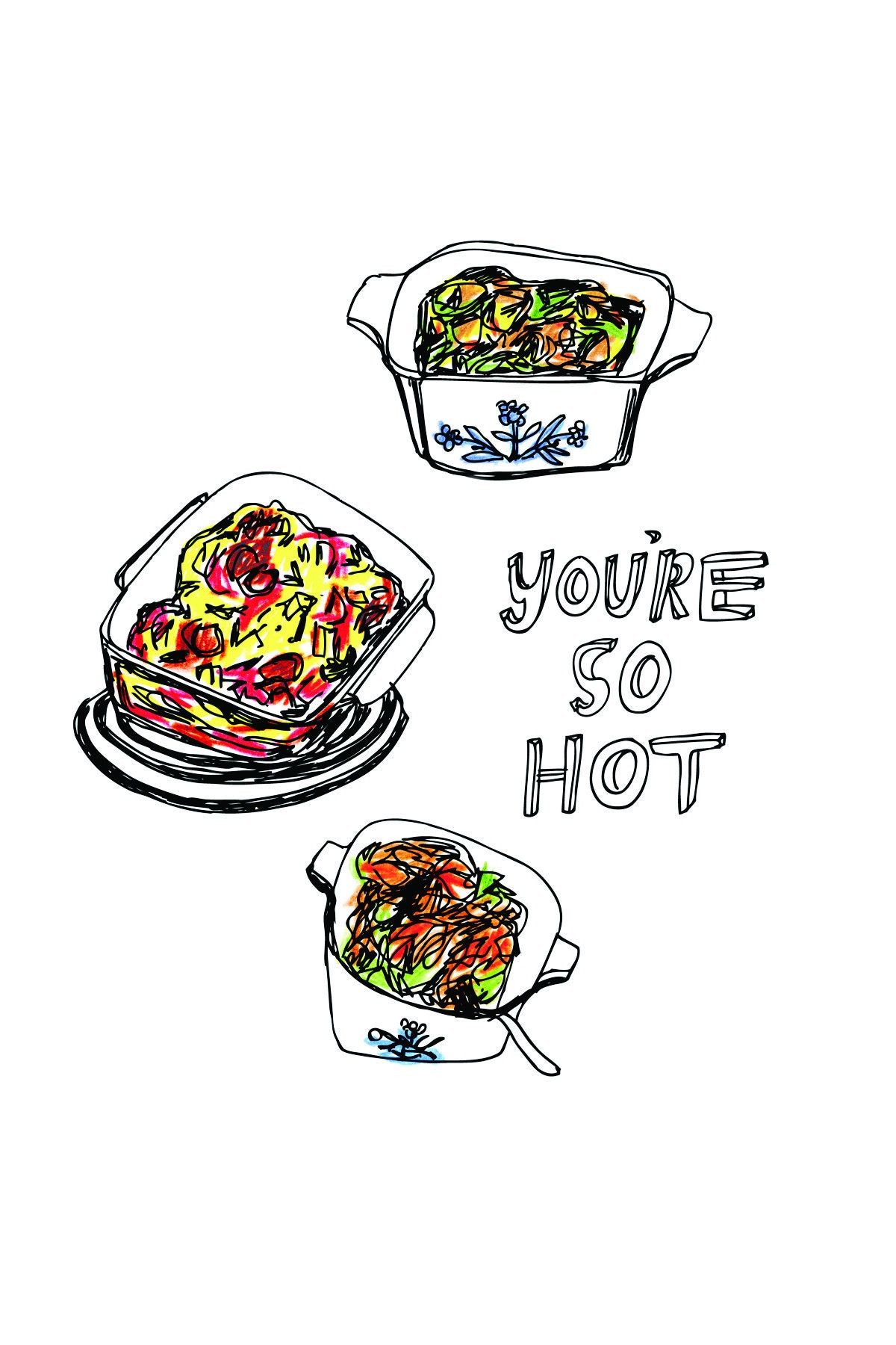You're so Hot Card, Hot Dish Card, Greeting Card, Illustrated Card ...