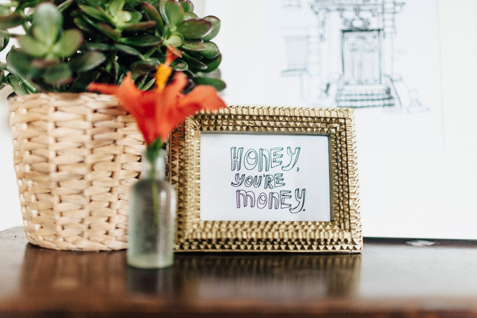 Honey Money Card, Funny Saying Card, Greeting Card, Illustrated Card ...