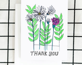 Thank You Katie Daisy Glitter Greeting Card - Etsy