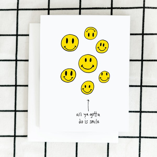 Smiley Face Card - Etsy