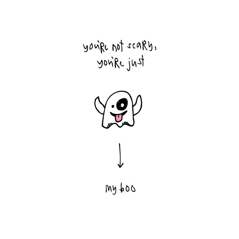 Not Scary Card Greeting Card Illustrated Card Blank Note | Etsy