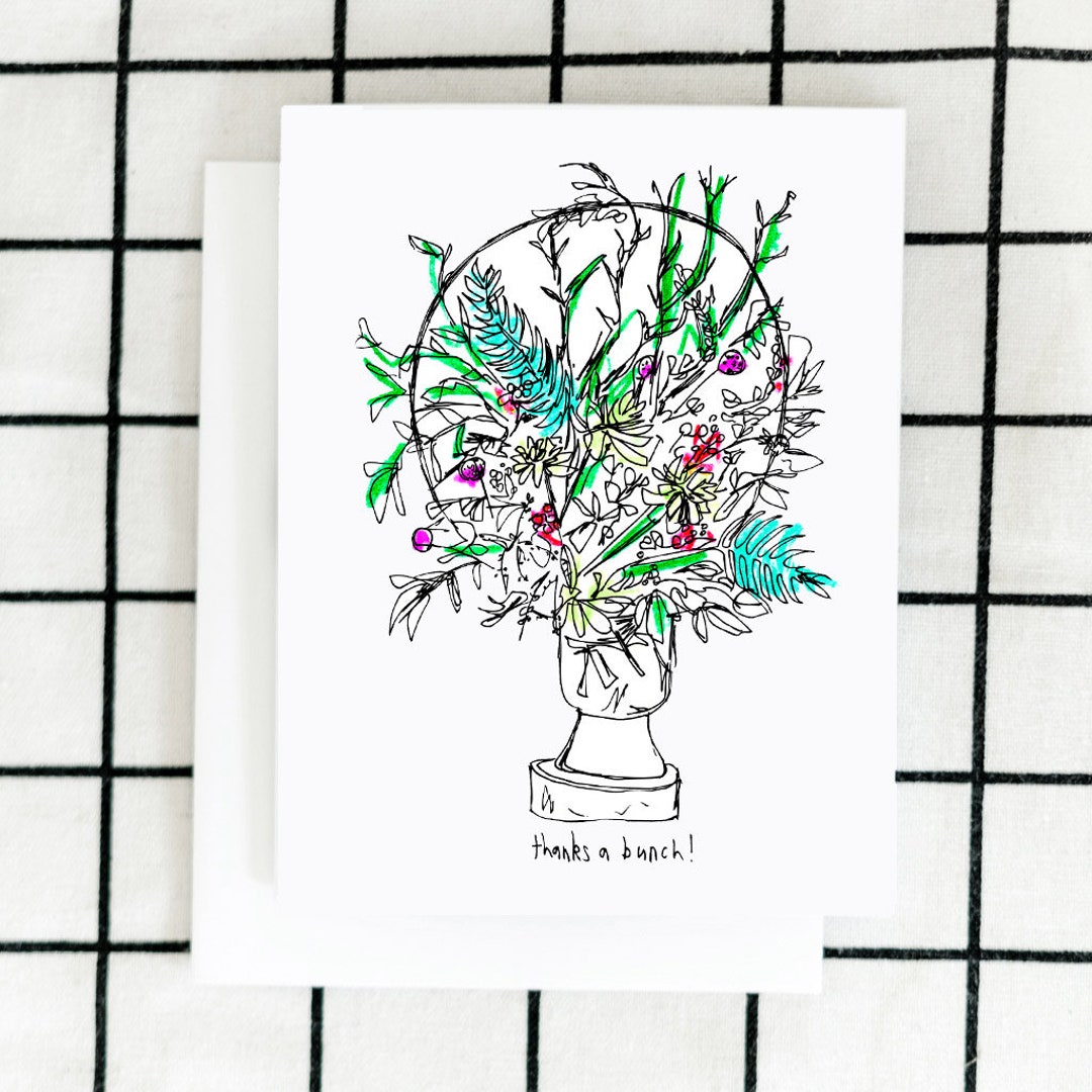 Thanks A Bunch Card, Thank You Card, Art Card, Floral Card, Greeting ...