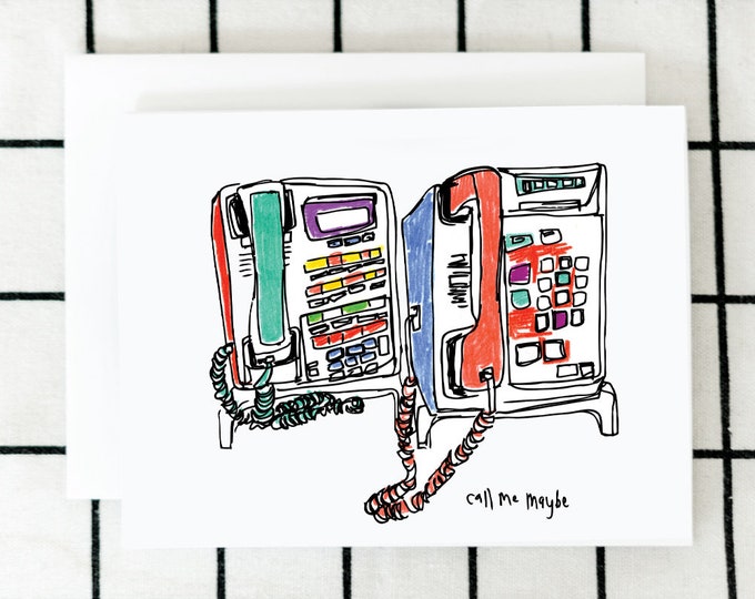 Call Me Maybe, Landline Phone Card, Greeting Card, Illustrated Card ...