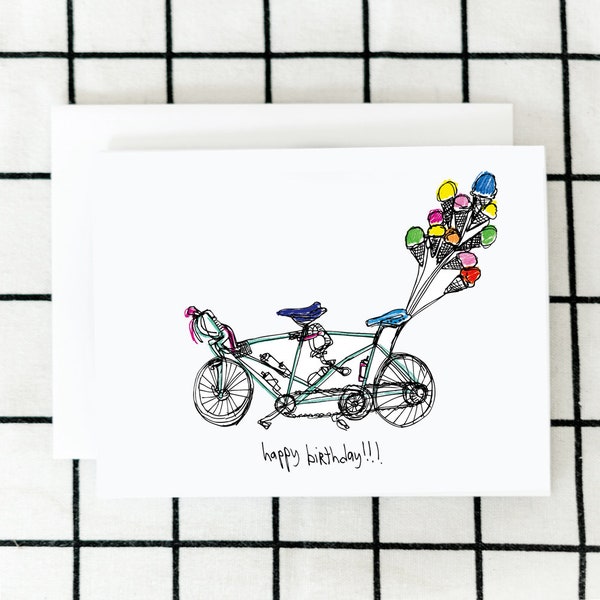Tandem Bicycle Birthday Card - Etsy