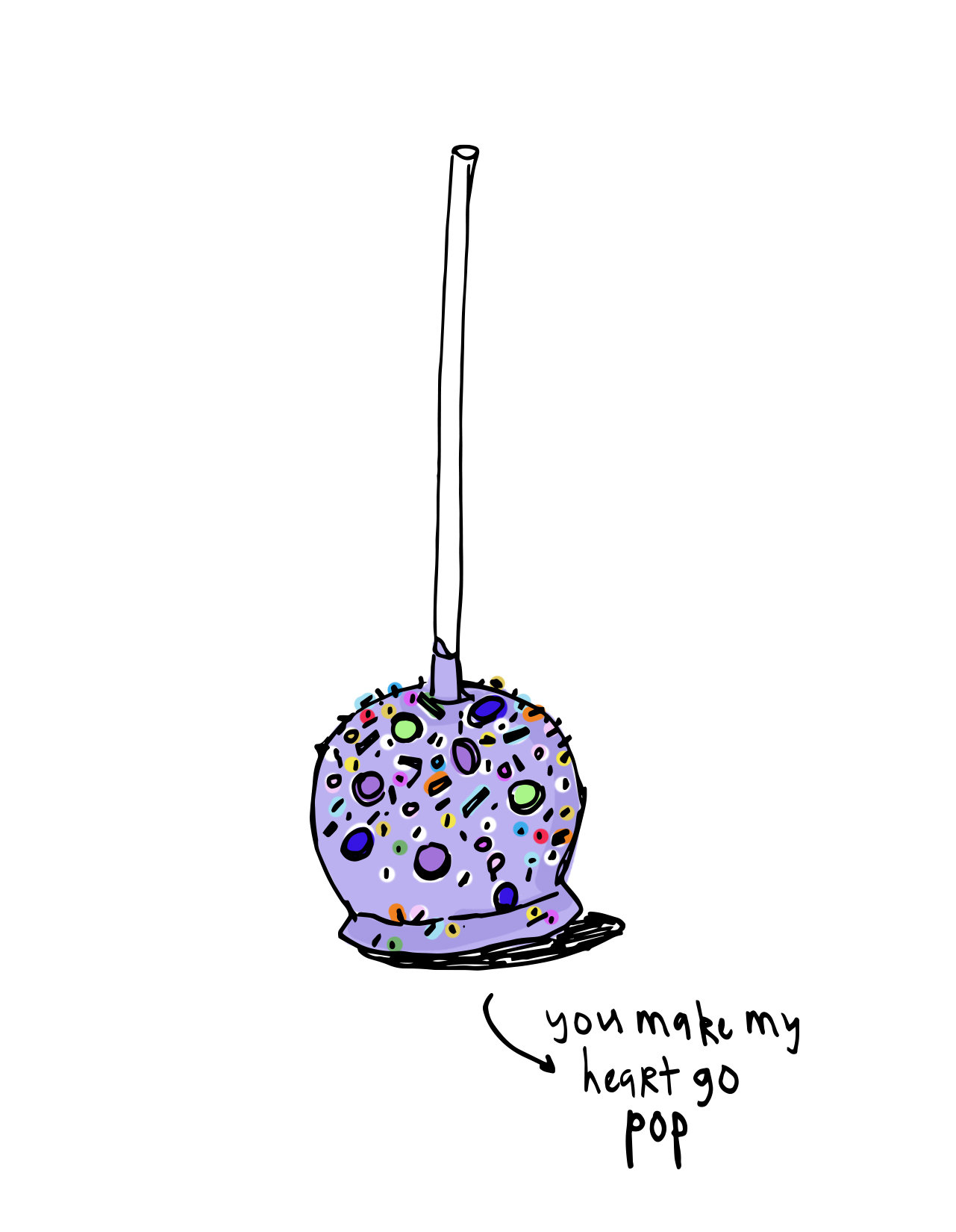 Fun Cake Pop Card, Sprinkle Cake Pop Card, Sweetheart Card, Valentine's ...