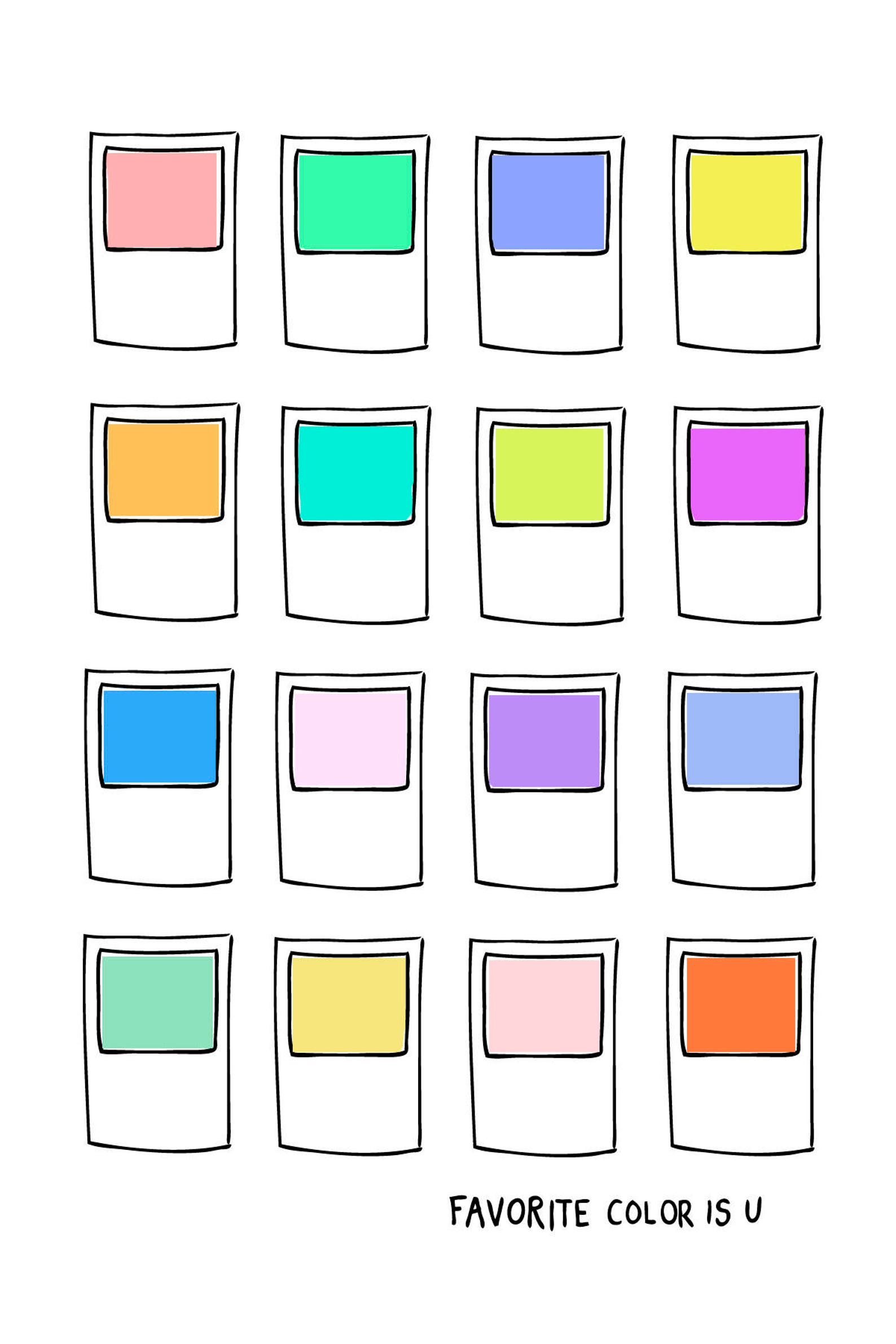 Favorite Color Card, Pantone Card, Valentine's Card, Greeting Card ...