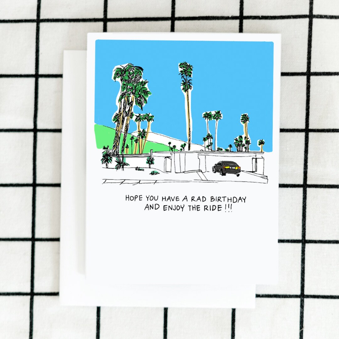 Rad Birthday, Race Car Card, Happy Birthday Card, Palm Desert Card ...