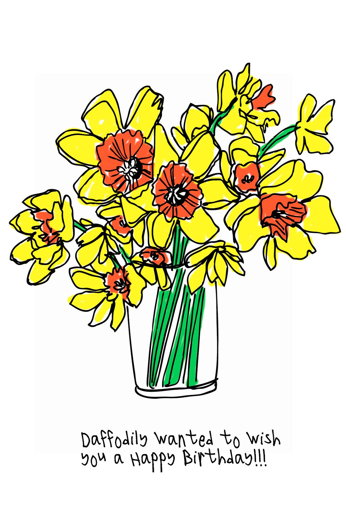 Daffodil Card, Floral Card, Birthday Card, Happy Birthday Card ...