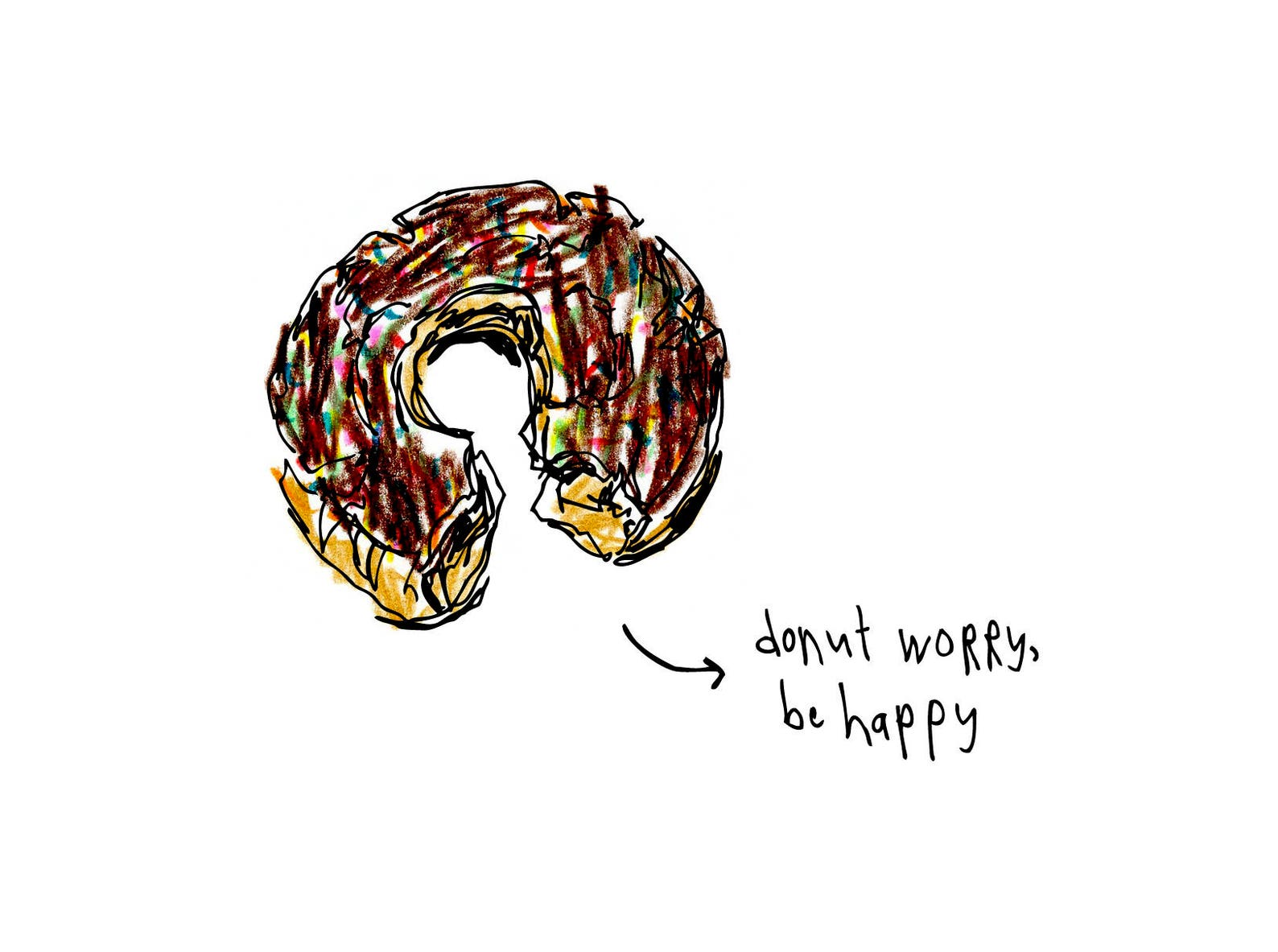 Donut Worry Card, Donut Card, Greeting Card, Art Card, Illustrated Card ...