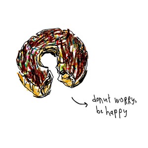 Donut Worry Card, Donut Card, Greeting Card, Art Card, Illustrated Card ...