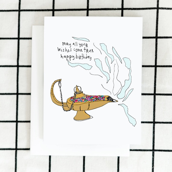 Birthday Wishes Card Genie Card Magical Birthday Card Happy - Etsy