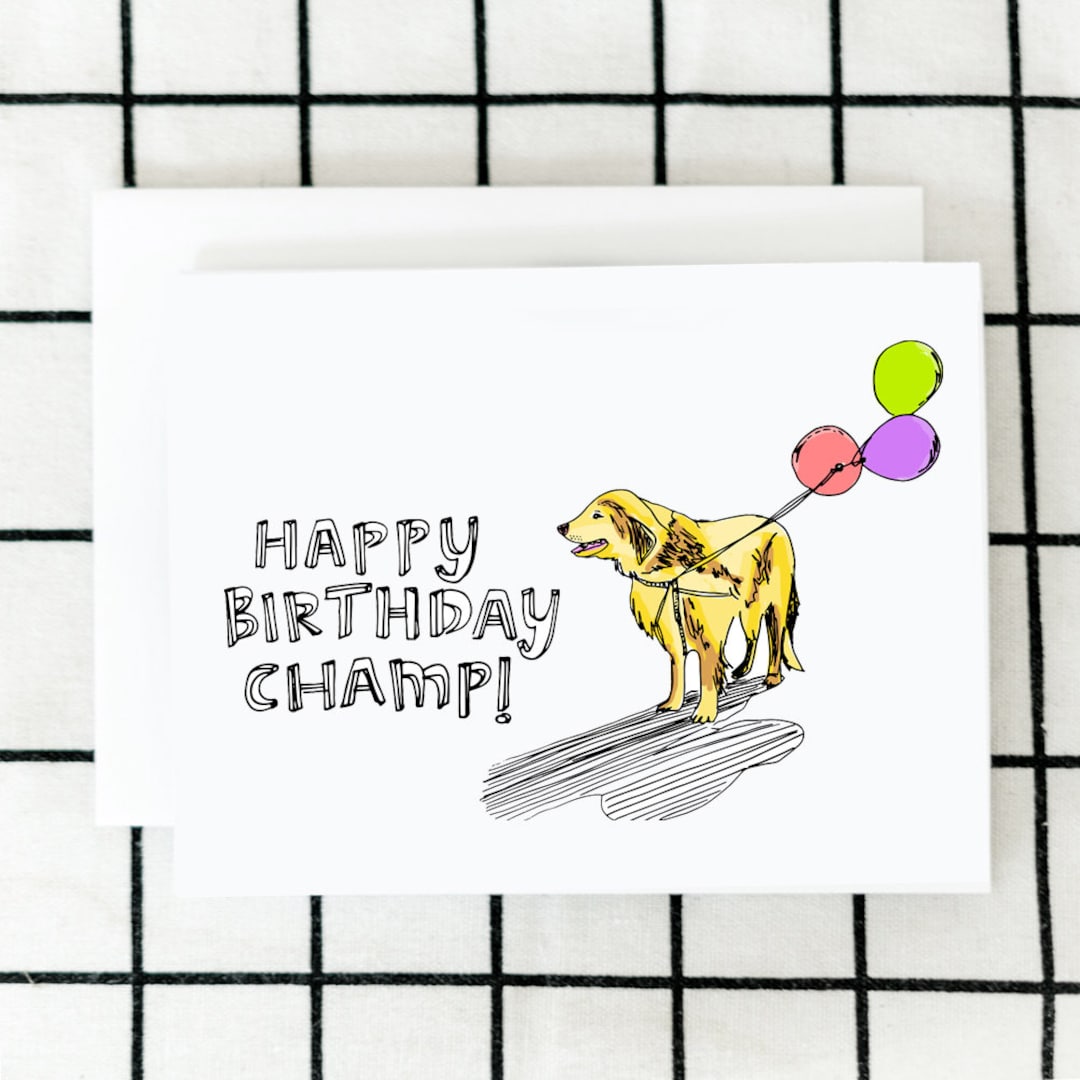 Happy Birthday Champ, Birthday Card, Happy Birthday Card, Dog Card, BFF ...