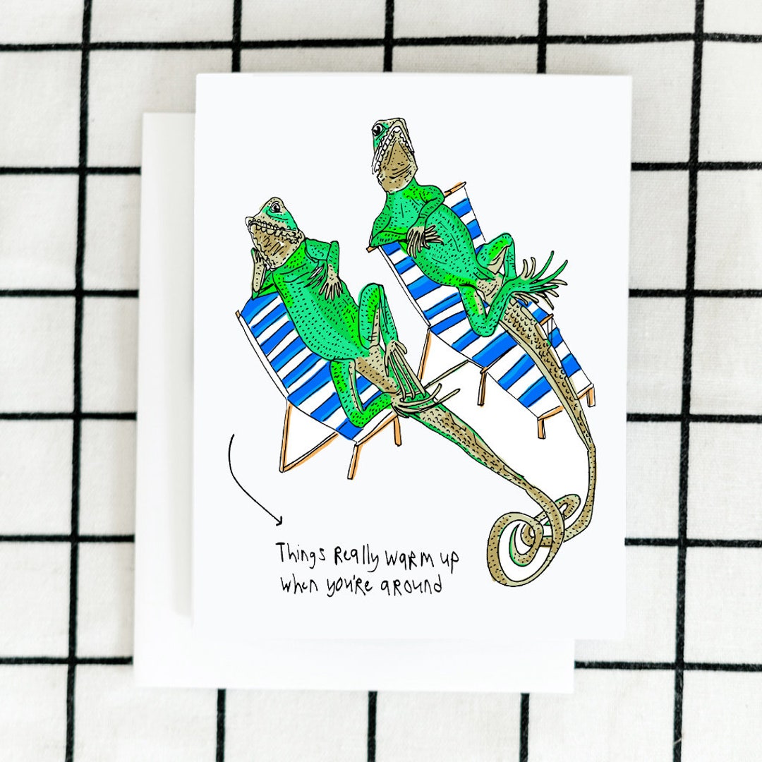 Warm Up, Lizards Card, Happy Valentines Day Card, Valentine's Card ...