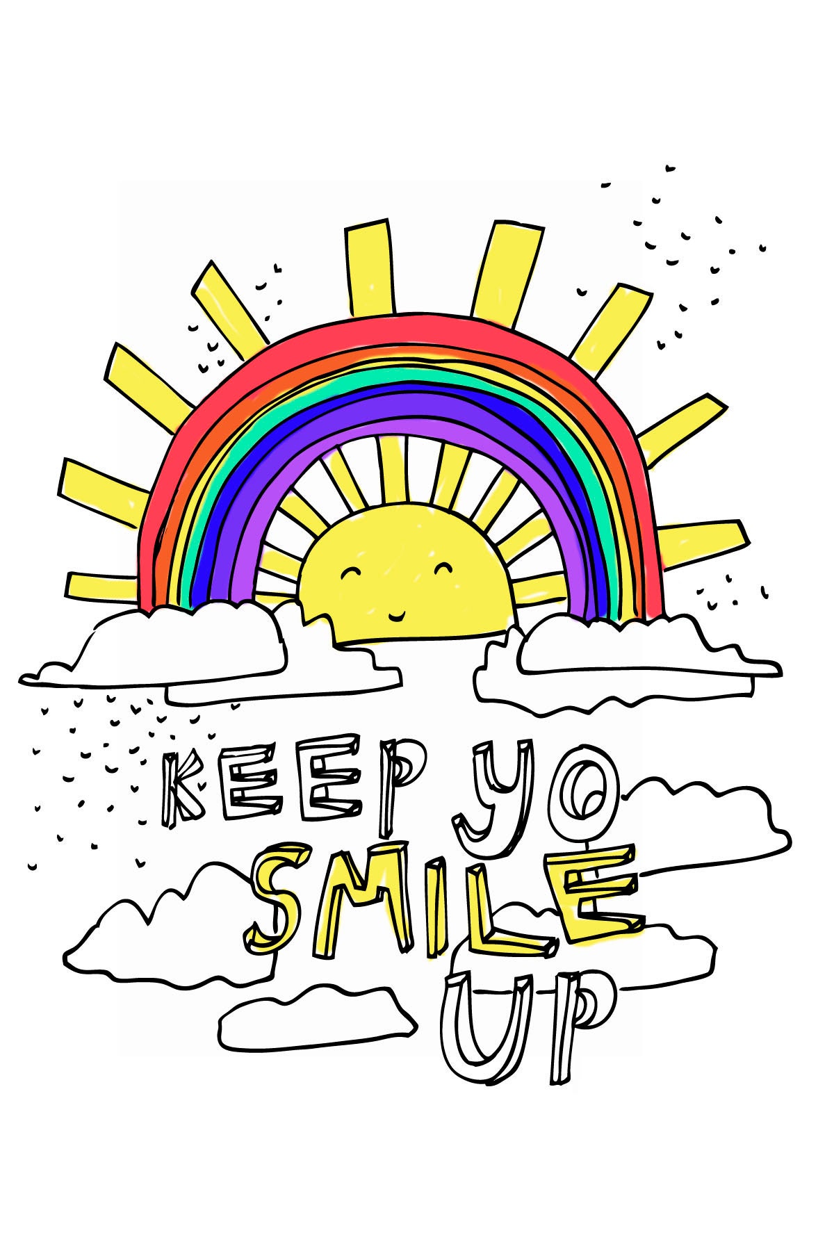 Rainbow Card, Sun Card, Happy Card, Greeting Card, Art Card ...