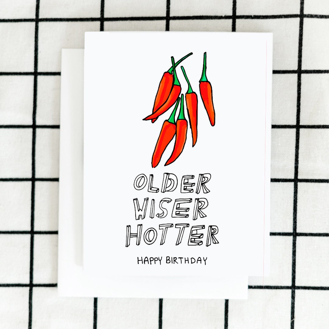 Hot Birthday, Chili Pepper Card, Happy Birthday Card, Spicy B Day ...