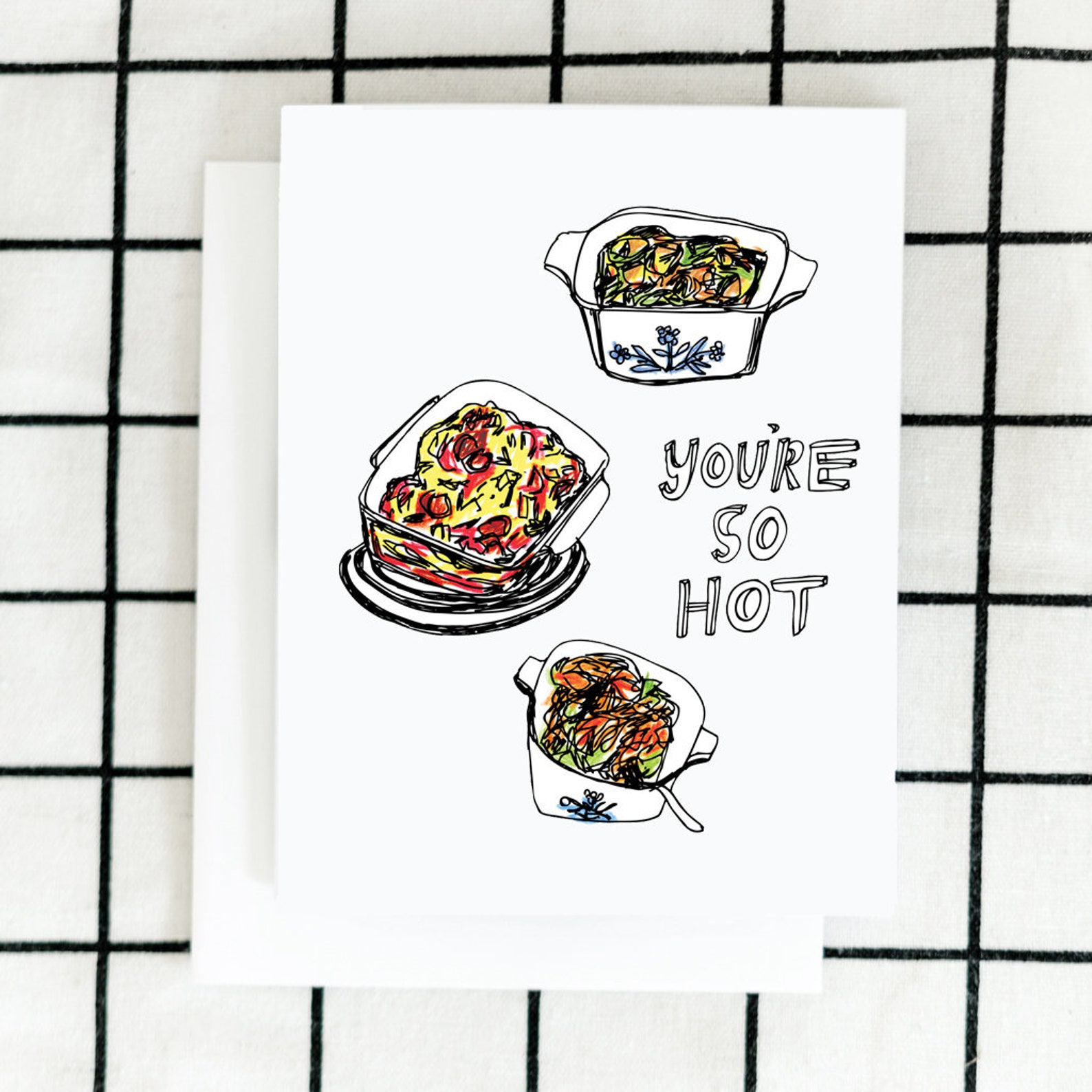 You're so Hot Card, Hot Dish Card, Greeting Card, Illustrated Card ...