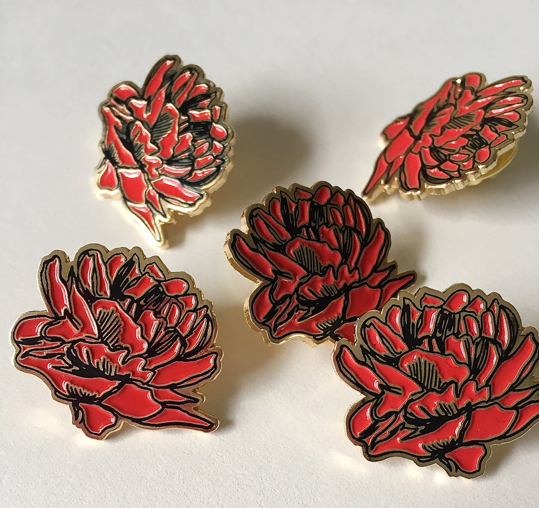 Rose Enamel Pin, Portland Rose Pin - Etsy