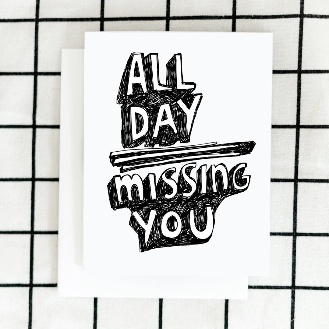 Missing You Card, Greeting Card, Illustrated Card, Blank Note Card - Etsy