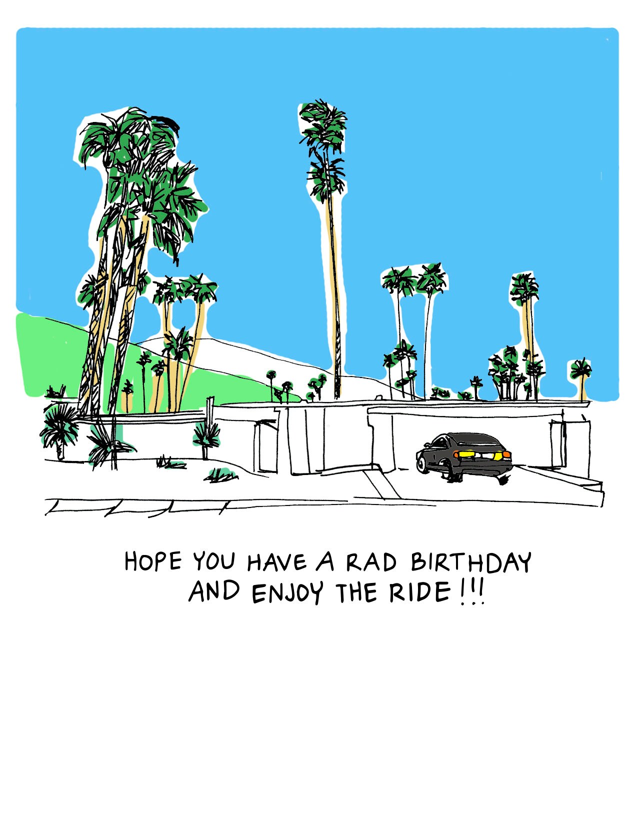 Rad Birthday, Race Car Card, Happy Birthday Card, Palm Desert Card ...