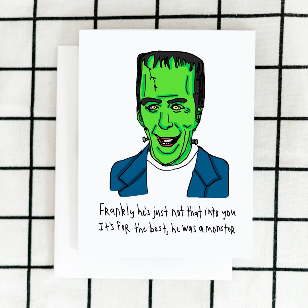 He Was A Monster Card, Frankenstein Card, Monster Mash Card, Besties ...