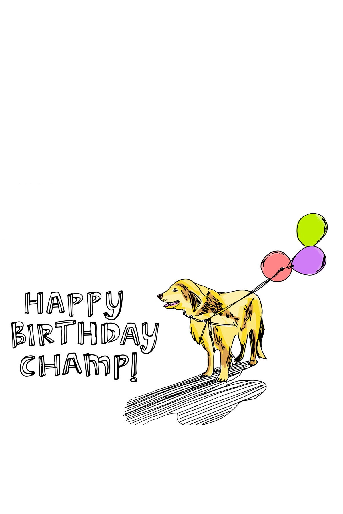 Happy Birthday Champ, Birthday Card, Happy Birthday Card, Dog Card, BFF ...
