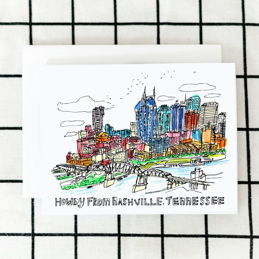 Howdy From Nashville Card, Nashville City Card, Greeting Card ...