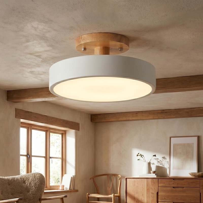 Linen Drum Flush Mount - Etsy