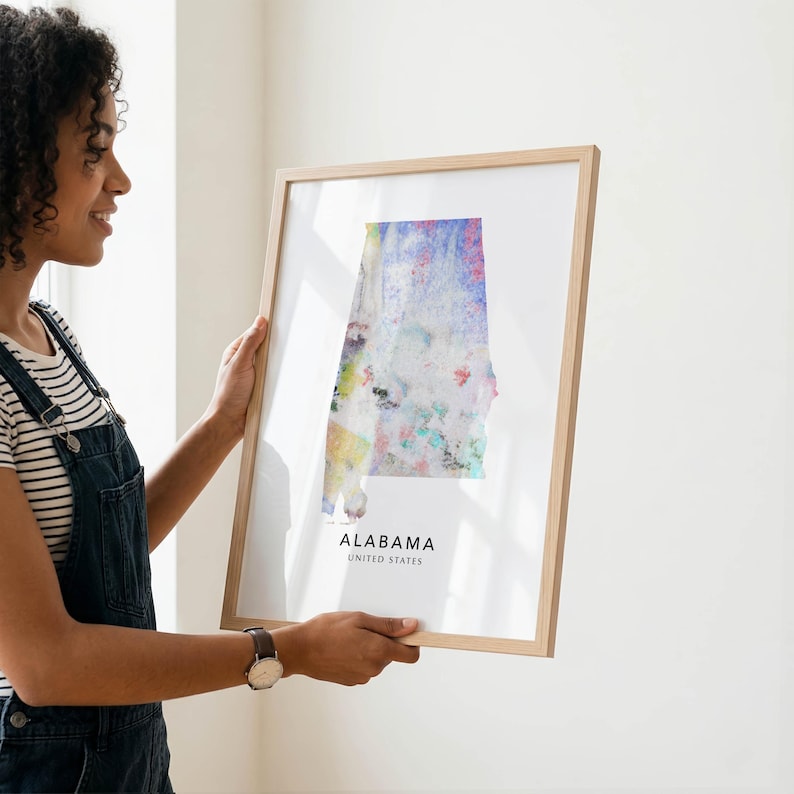 Alabama State Map Print | Abstract Alabama Wall Art | Southern Home ...
