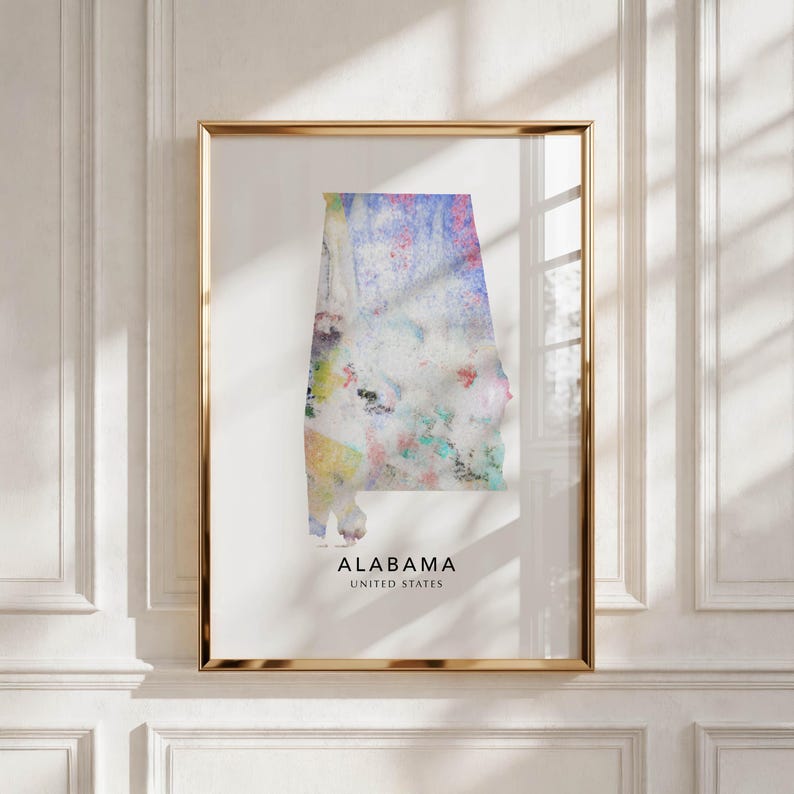Alabama State Map Print | Abstract Alabama Wall Art | Southern Home ...