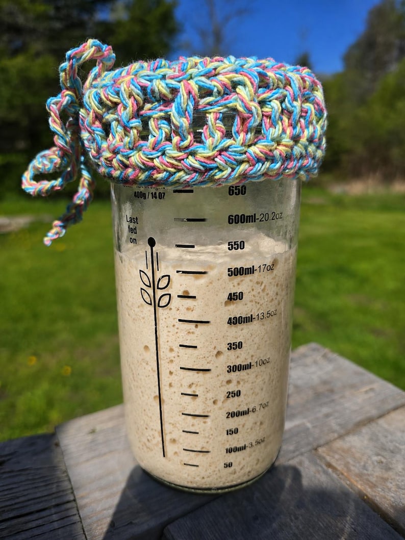 Handmade Cotton Sourdough Starter Jar Cover | Cottagecore Kitchen Decor ...