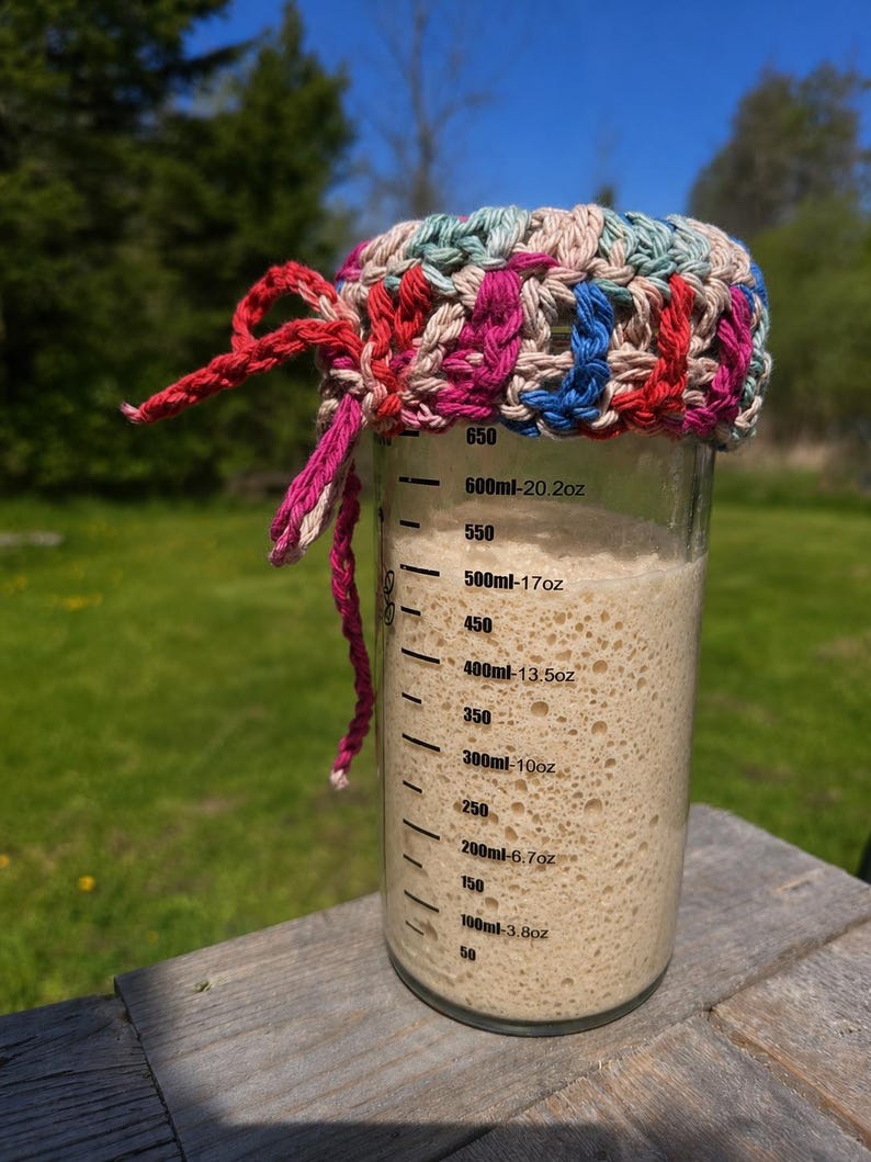 Handmade Cotton Sourdough Starter Jar Cover | Cottagecore Kitchen Decor ...
