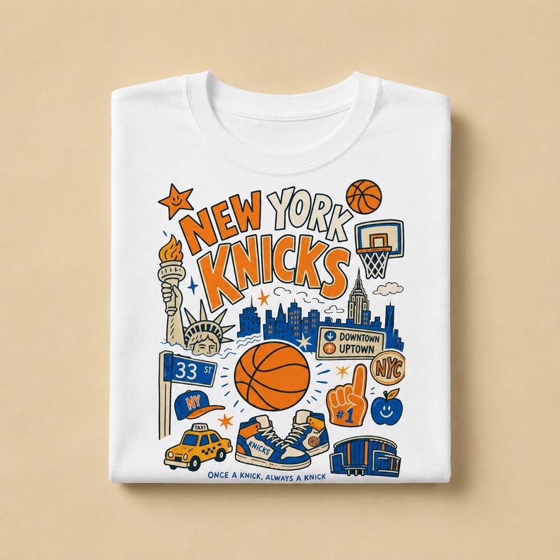 New York Knicks Graphic Tee, NYC Basketball Streetwear Shirt, Orange ...