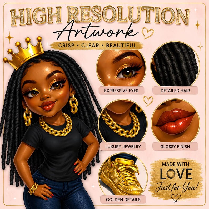 Birthday Girl Glam Sticker Pack | Black Girl PNG Stickers | Instant ...