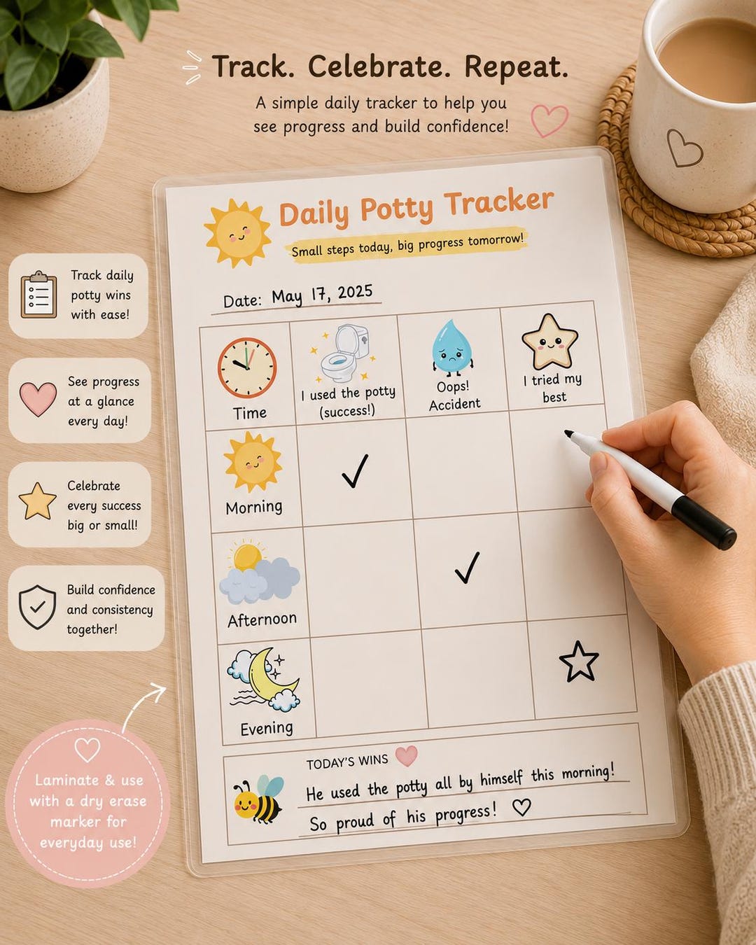 Daily Potty Training Tracker Chart | Toddler Toilet Training Reward PDF ...