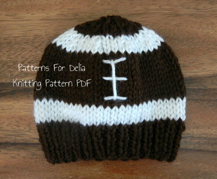 Football Hat KNITTING PATTERN Easy Beginner Flat Knit Beanie Newborn ...