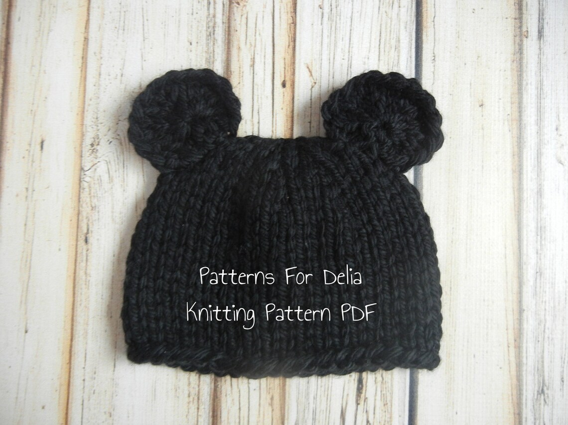 Minnie Mickey Mouse Hat KNITTING PATTERN Easy Beginner Teddy Bear Baby ...