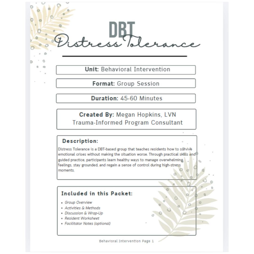 DBT Distress Tolerance Module – Crisis Survival Skills, Trauma‑informed ...