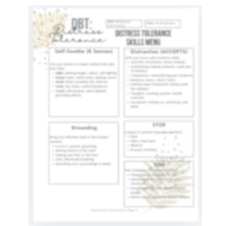 DBT Distress Tolerance Module – Crisis Survival Skills, Trauma‑informed ...