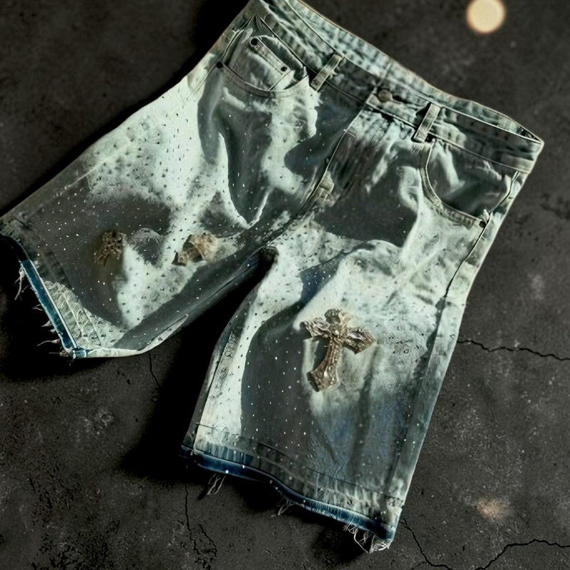 Rhinestone Jorts - Etsy