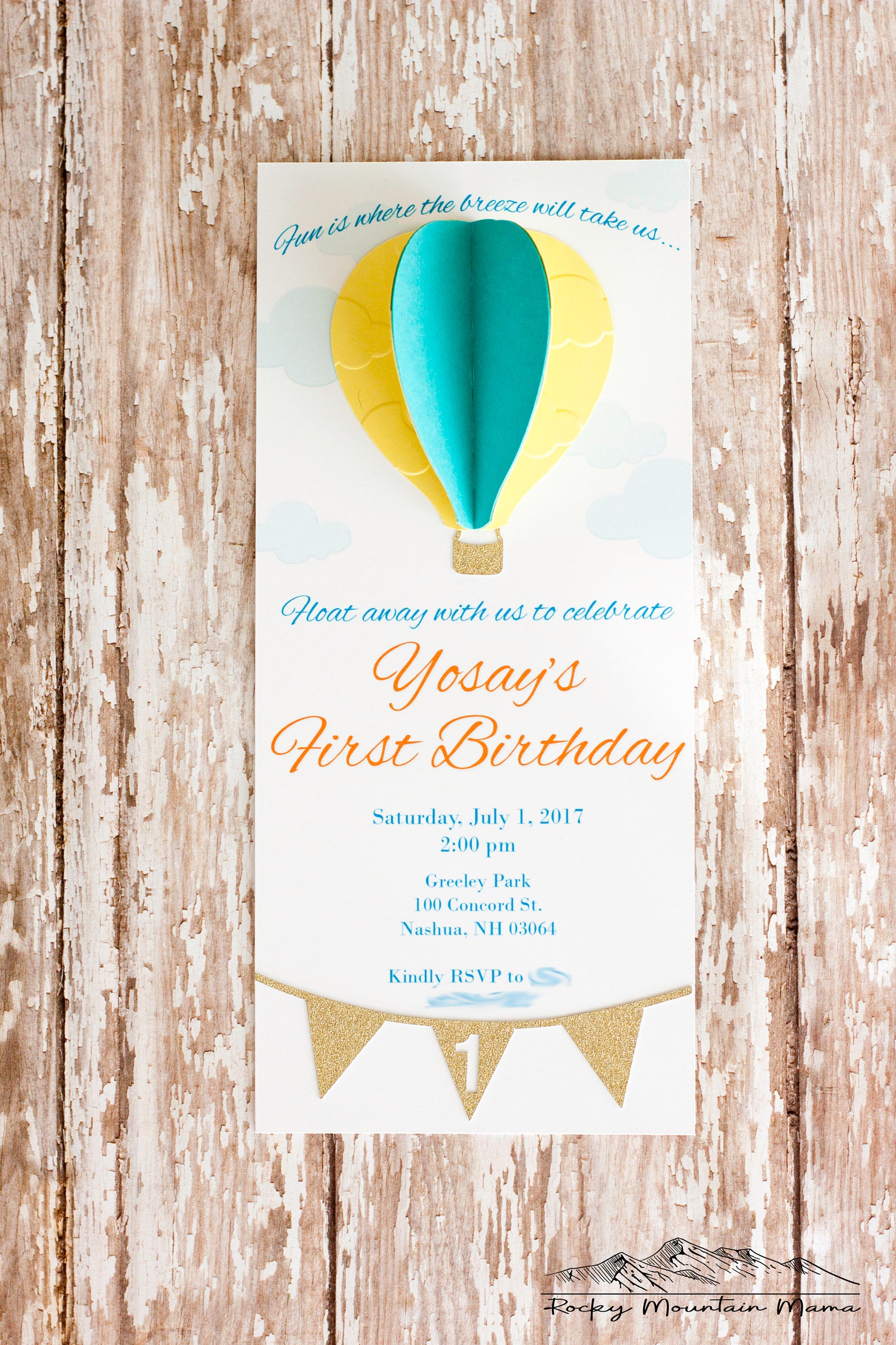 Hot Air Balloon Invitation, Hot Air Balloon Baby Shower Invitation ...