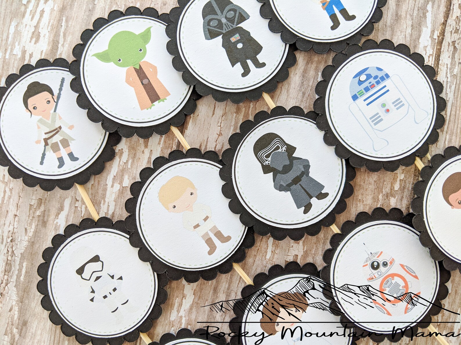 Star Wars Cupcake Toppers Set of 12 Star Wars Food Toppers - Etsy