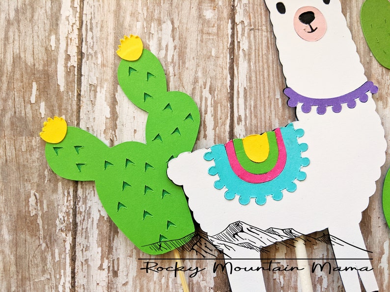 Llama Cake Topper Llama and Cactus Cake Toppers | Etsy