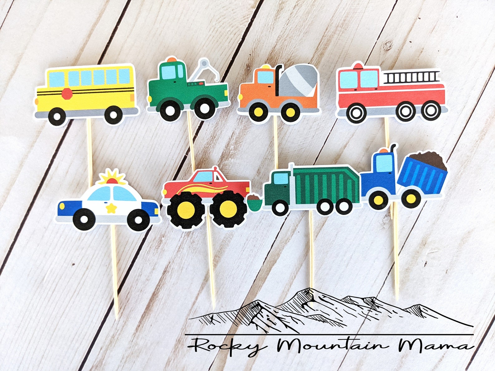 Cars & Trucks Cupcake Toppers Set of 12 Car Toppers - Etsy