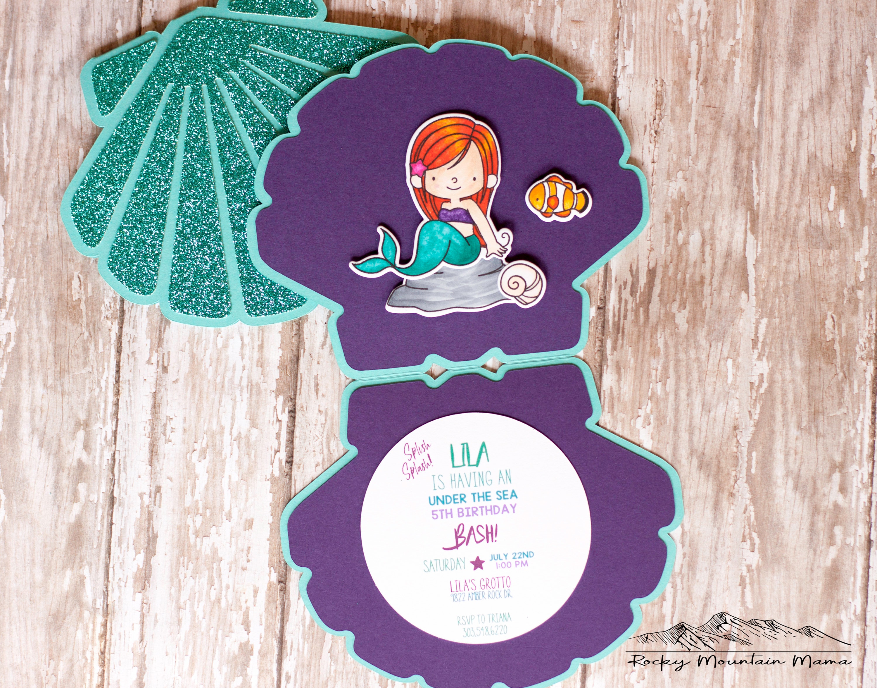 Mermaid Birthday Invitation Seashell Party Invitations - Etsy